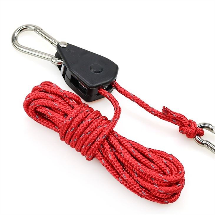 Adjustable 1/8'' Reflective Rope Ratchet Carabiner Hook Heavy Duty ...